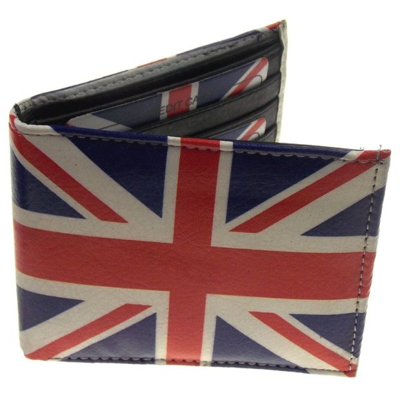 Bags | British Flag Bifold Wallet Red White Blue Vegan Leather Id ...